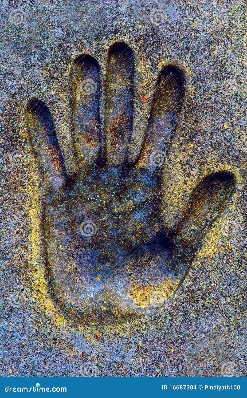 Hand Print On Cement Mortar Wall Stock Photography | CartoonDealer.com ...