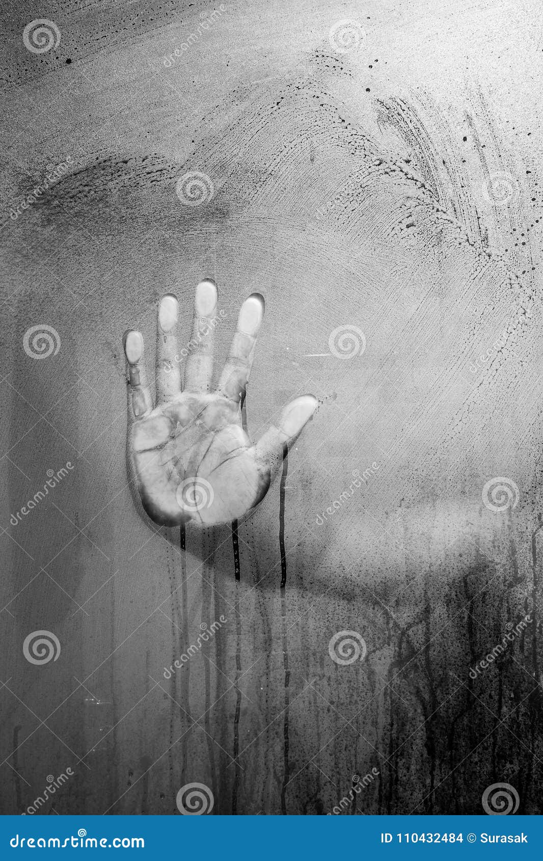 Hand Print on the Bathroom Mirror Stock Photo - Image of back, human ...