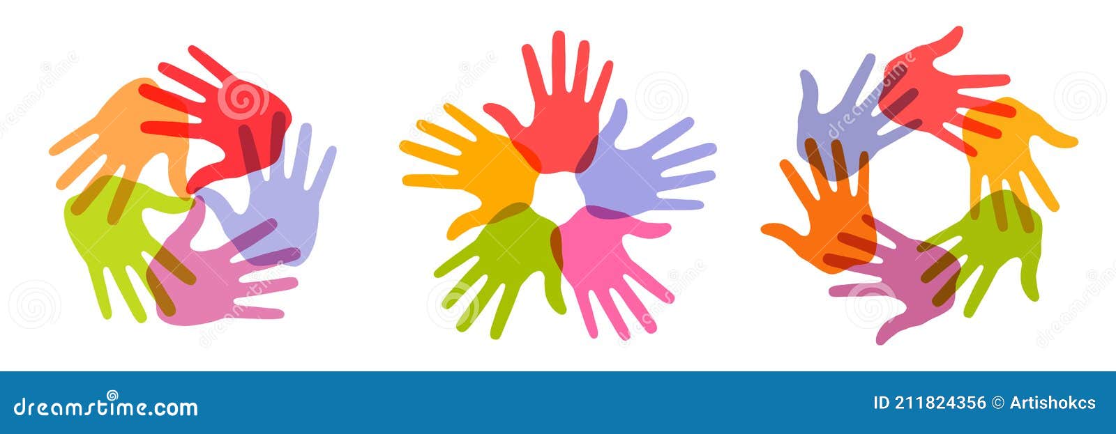 Hand Print Circle Icon Set. Colorful Bright Design Element. Handprint ...