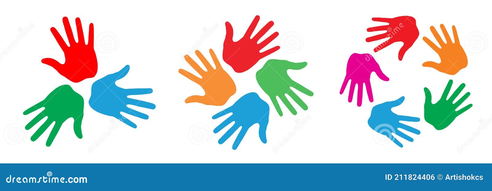 Hand Print Circle Icon Set. Colorful Bright Design Element. Handprint ...