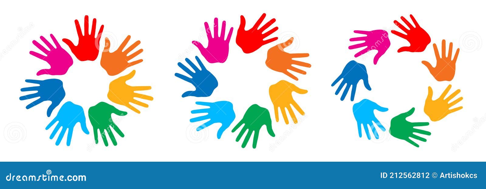 Hand Print Circle Icon Set. Colorful Bright Design Element. Handprint ...