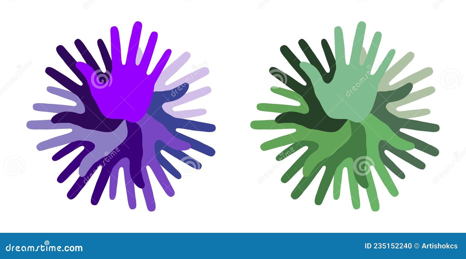 Hand Print Circle Icon Set. Colorful Bright Design Element. Handprint ...