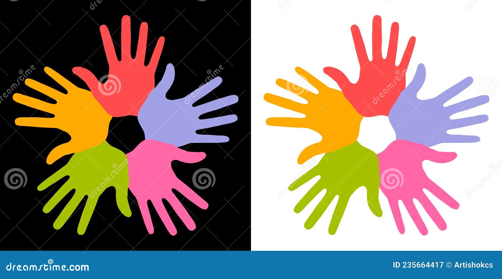 Hand Print Circle Icon Set. Colorful Bright Design Element. Handprint ...