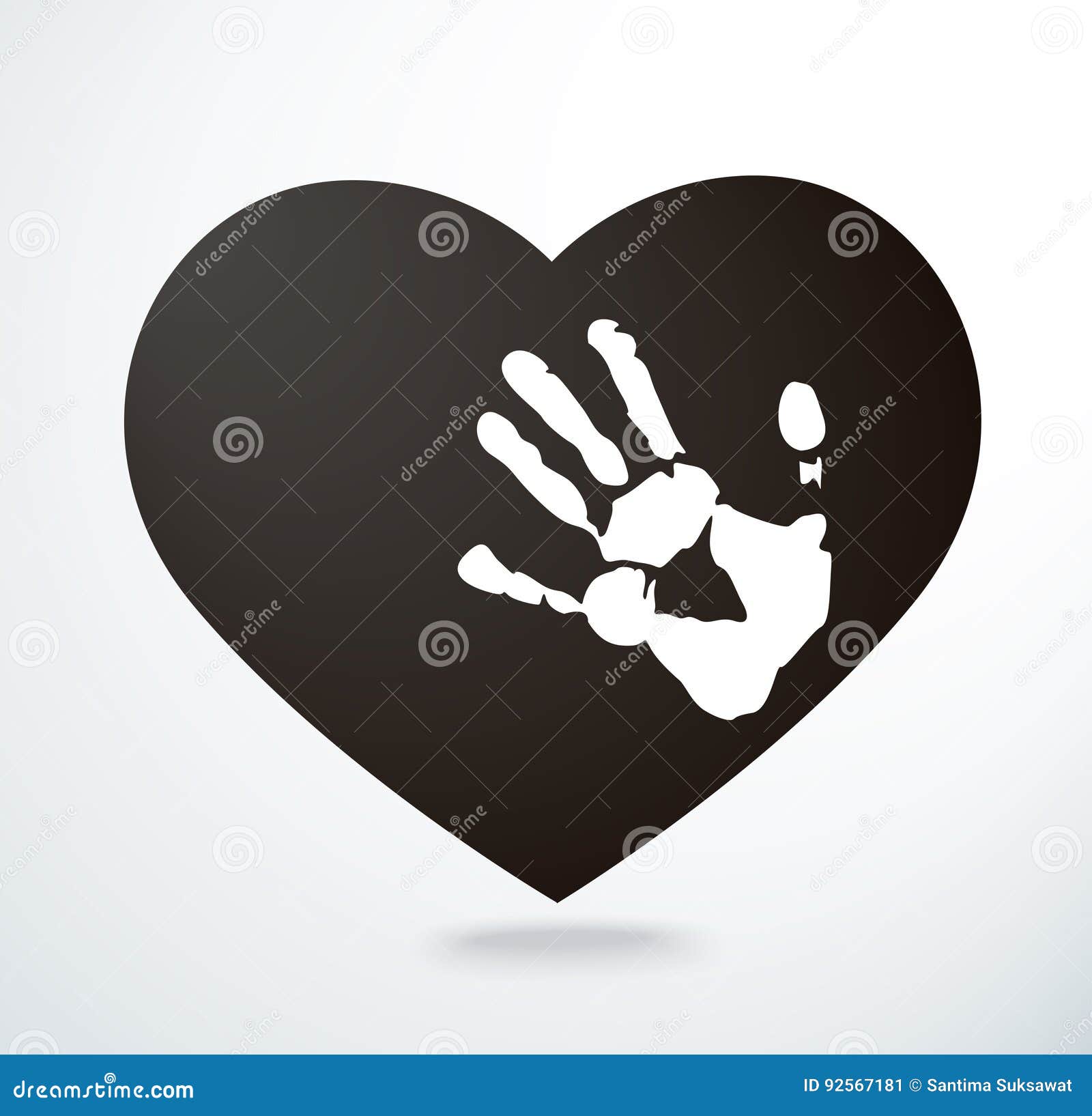 Hand Print in the Heart Shape Vector Illustration Stock Vector ...