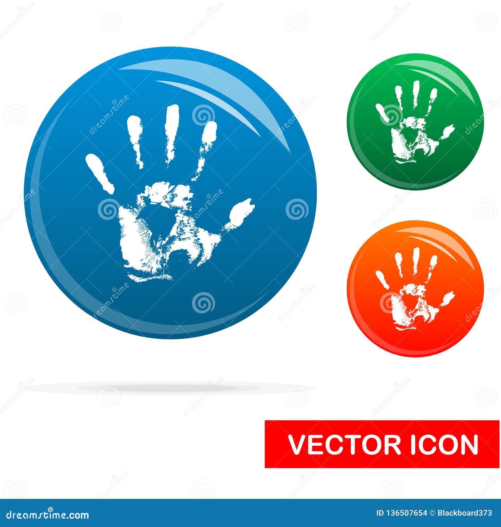Hand Print Icon on White Background, Vector Icon Stock Vector ...