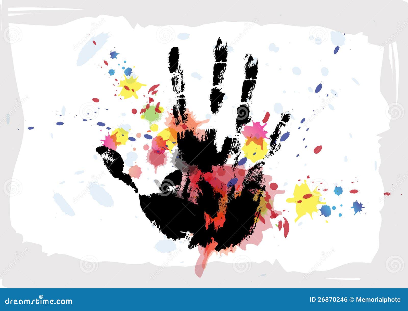 Hand Print on Ink Splatter Background Stock Vector - Illustration of ...
