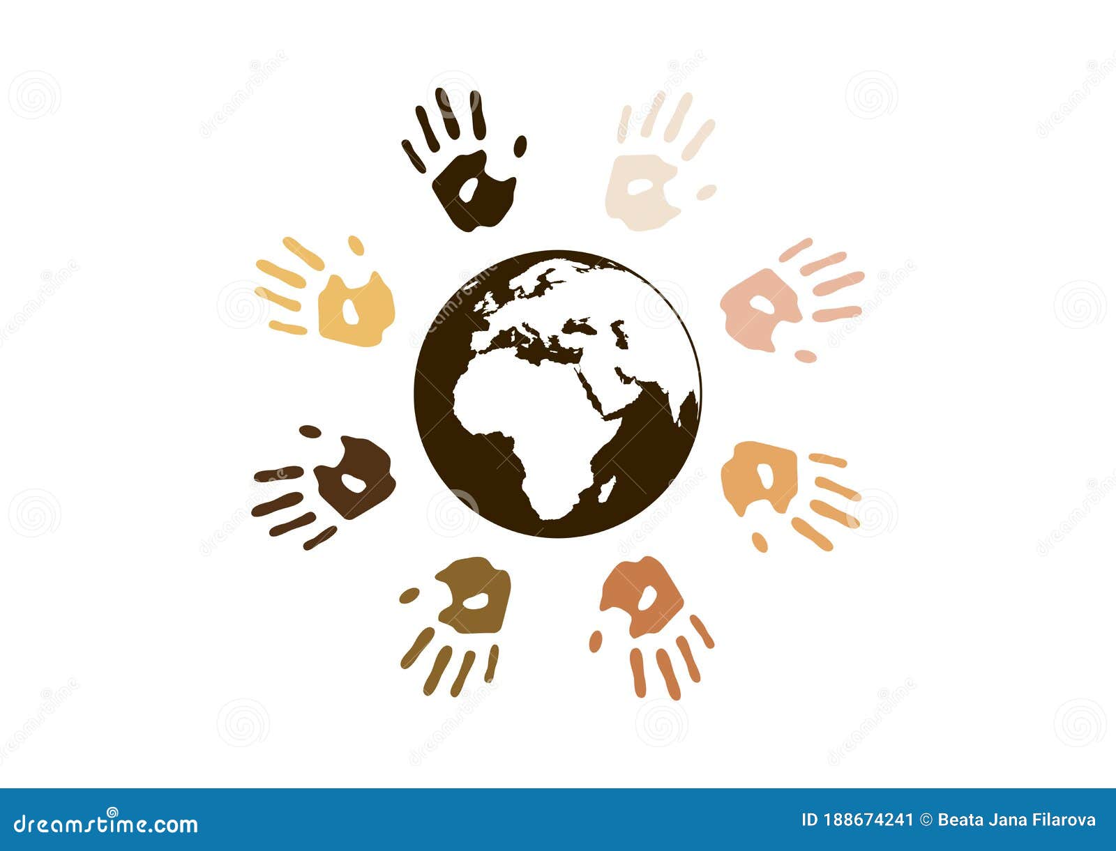Colorful Handprints Around the Planet Earth Icon Vector Stock Vector ...