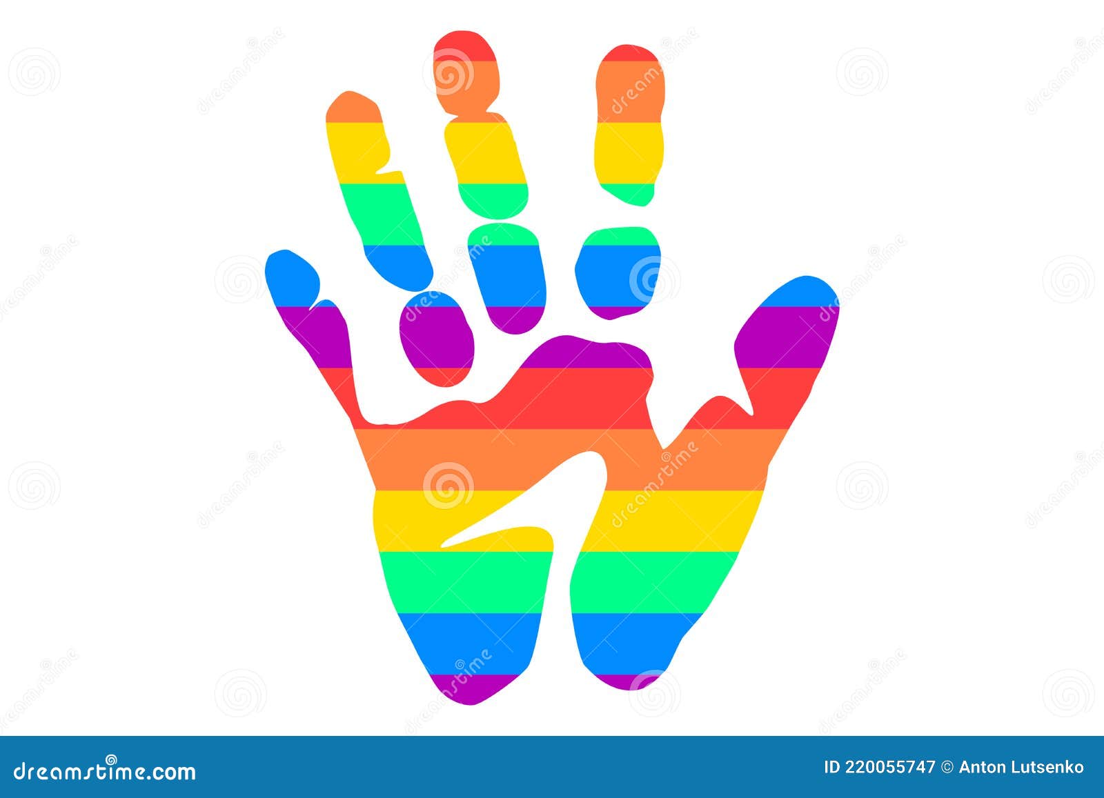 Hand Print in Rainbow Colors on a White Background Vector Illustration ...