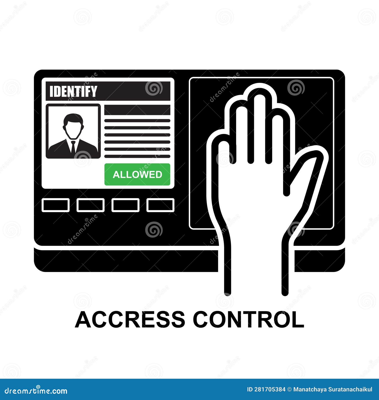 Hand on Hand Print Scanner Access Control Isolated on Background Stock ...