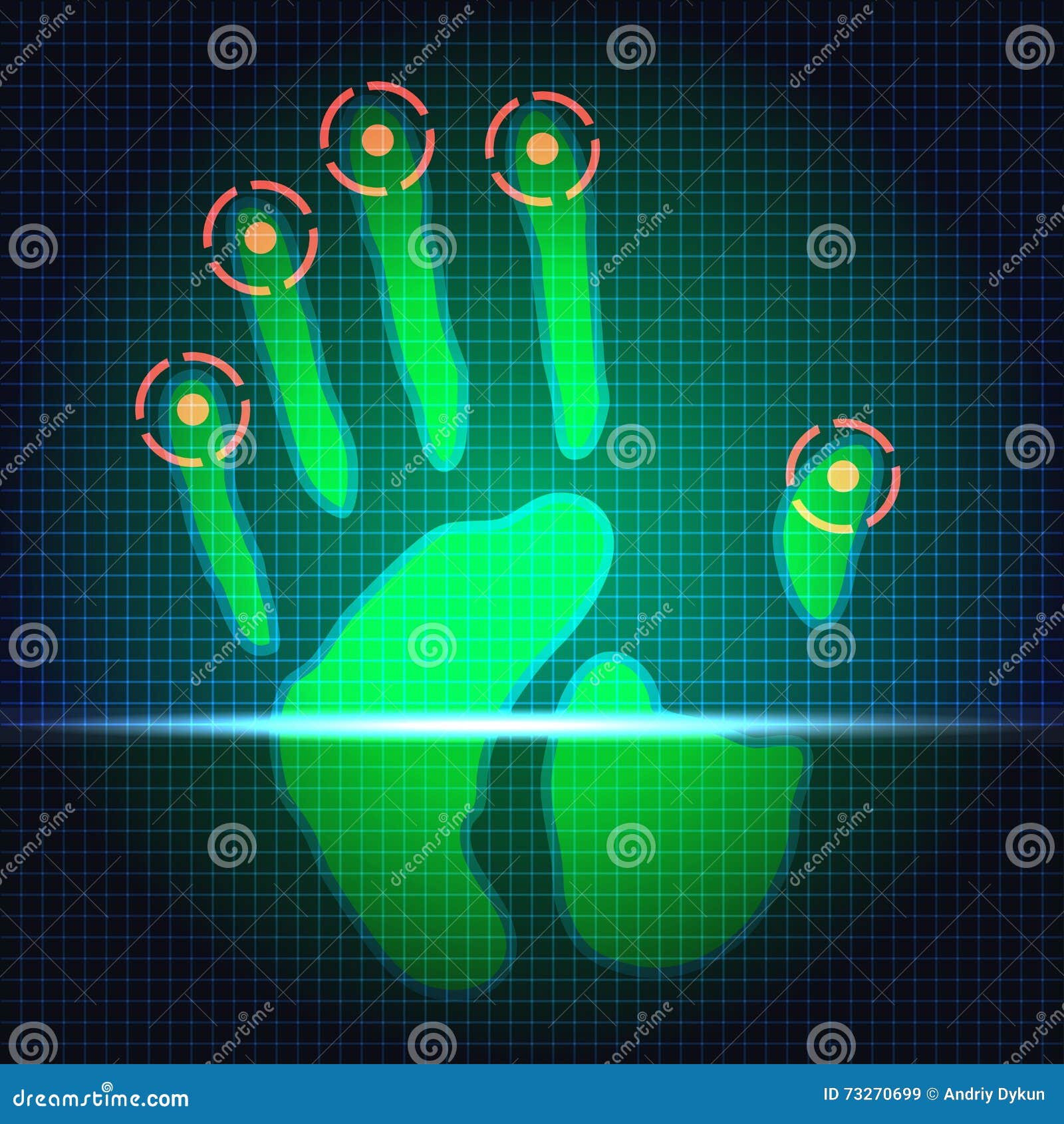 Hand print scanner stock vector. Illustration of cyberspace - 73270699