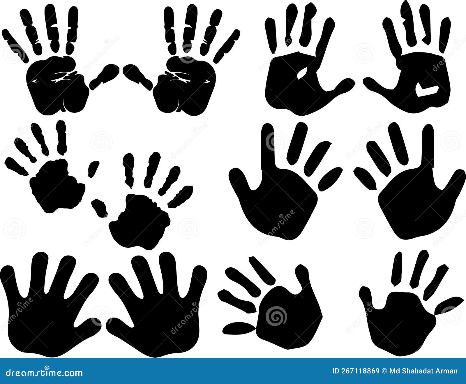 Hand Print silhouette Set stock vector. Illustration of gesture - 267118869