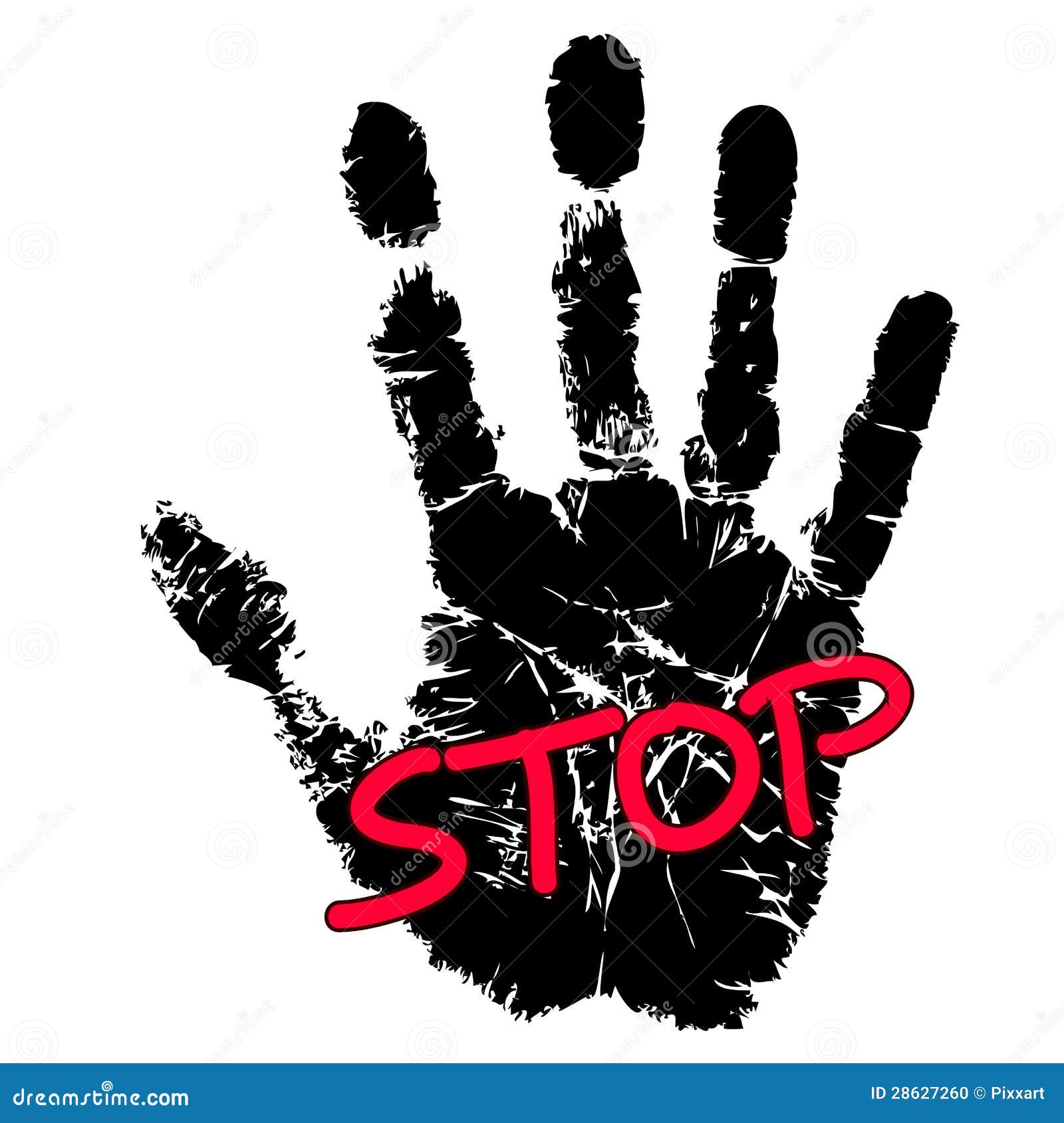 Hand print with stop sign stock vector. Illustration of sign - 28627260
