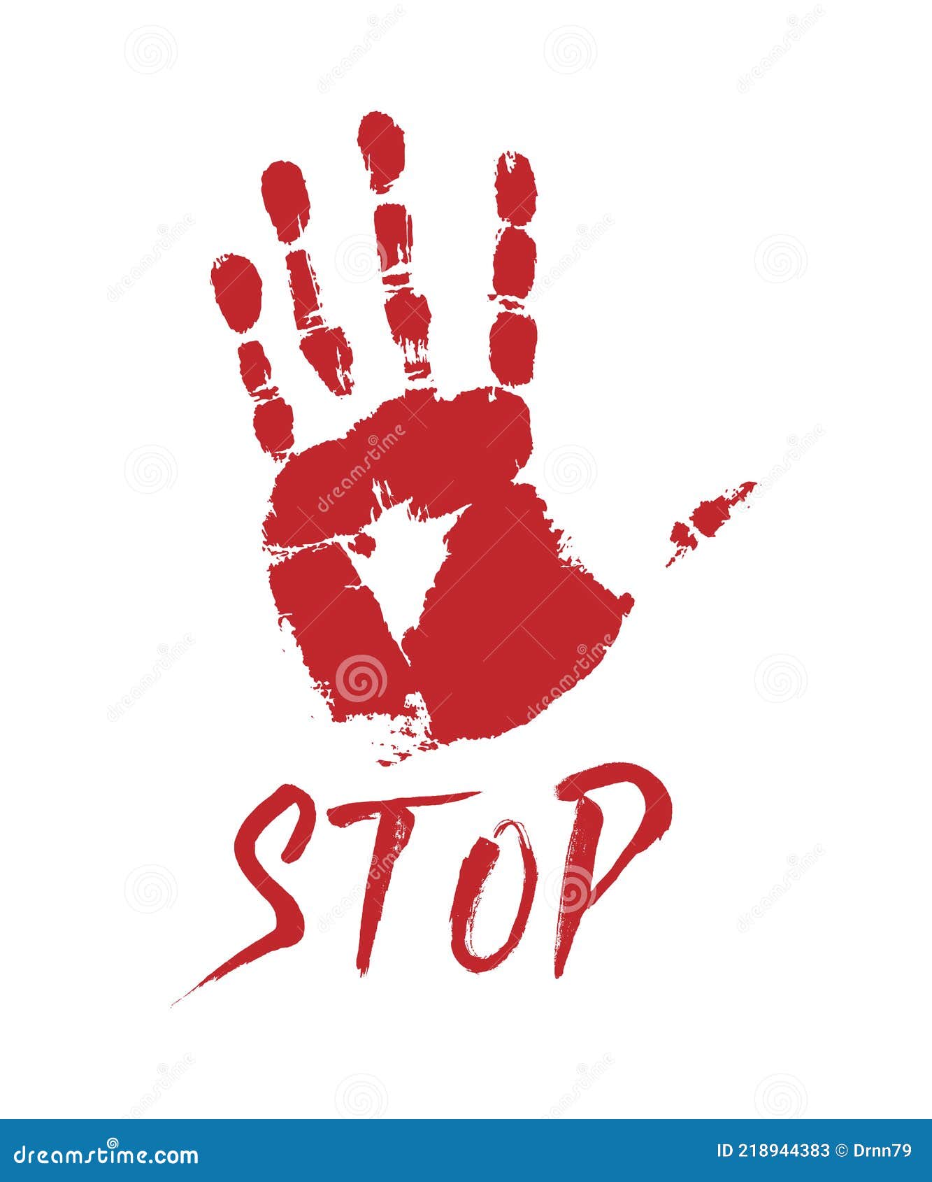 Hand Print with Stop Sign on White Background Stock Vector ...