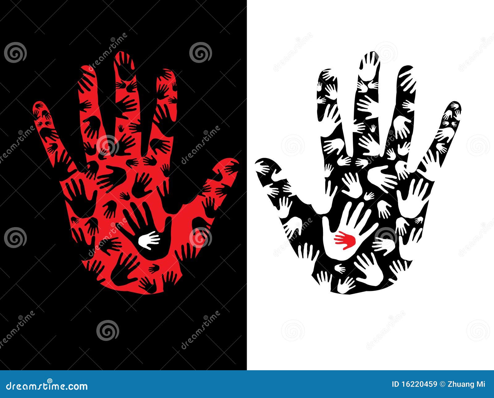 Hand Prints Background Vector Illustration | CartoonDealer.com #66281806