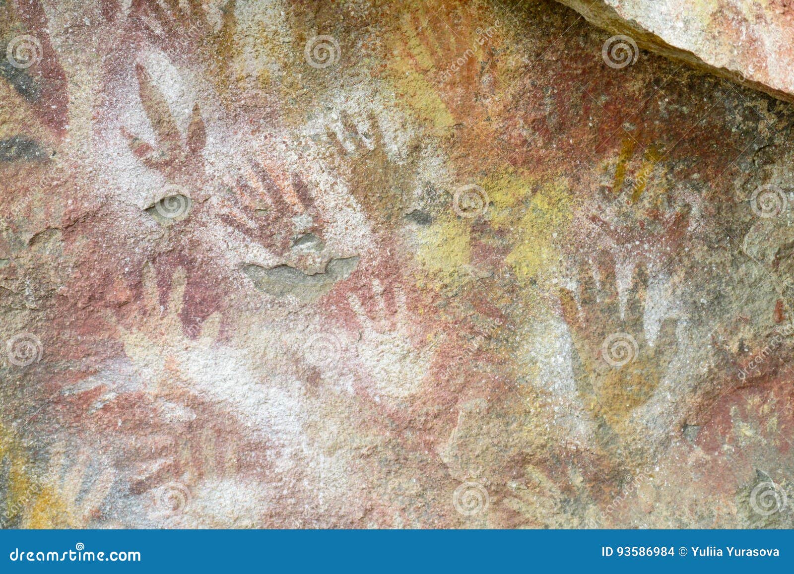 Hand prints on a cave wall stock photo. Image of argentina - 93586984