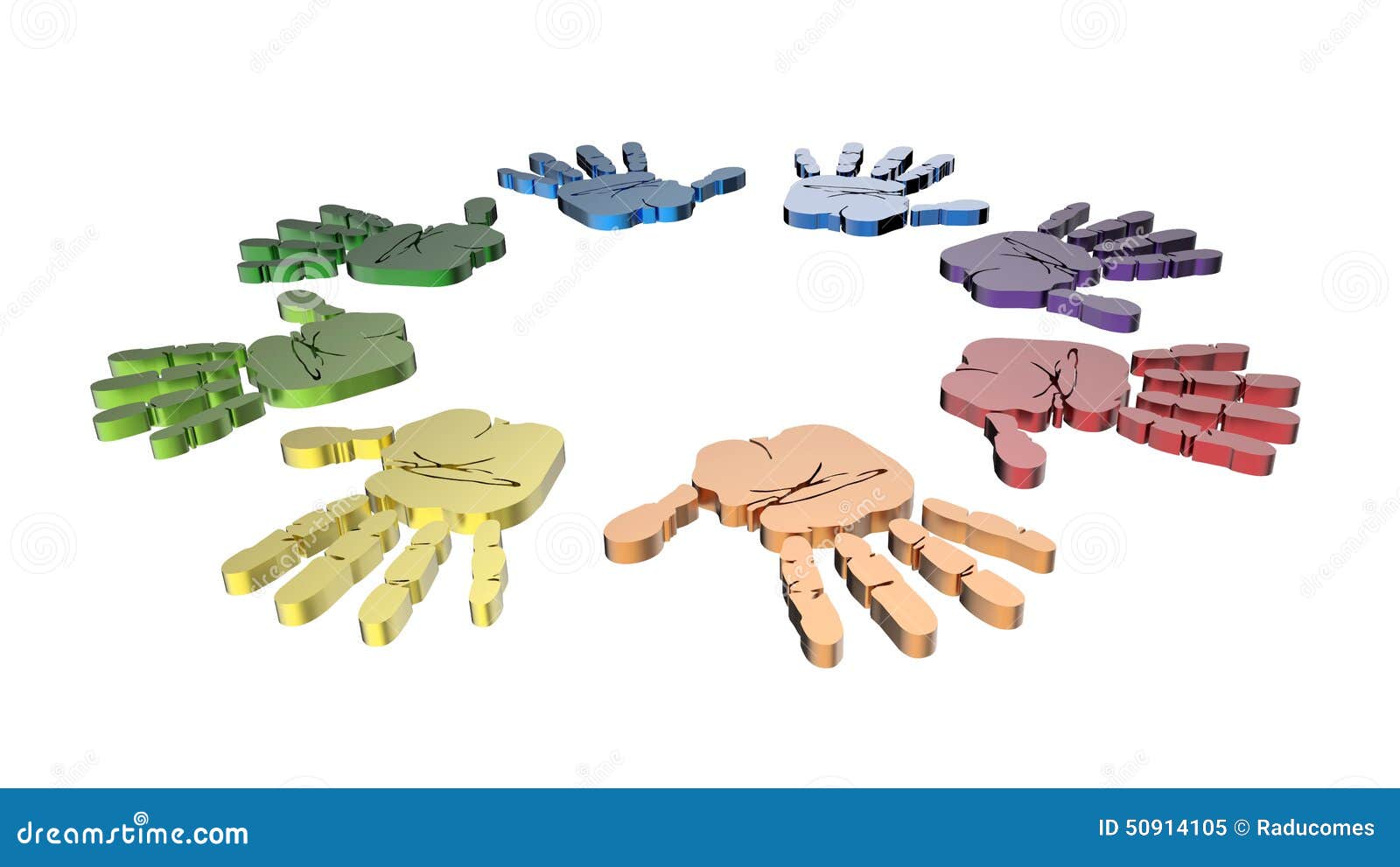 Hand Prints Circular Concept Stock Illustration - Illustration of hand ...
