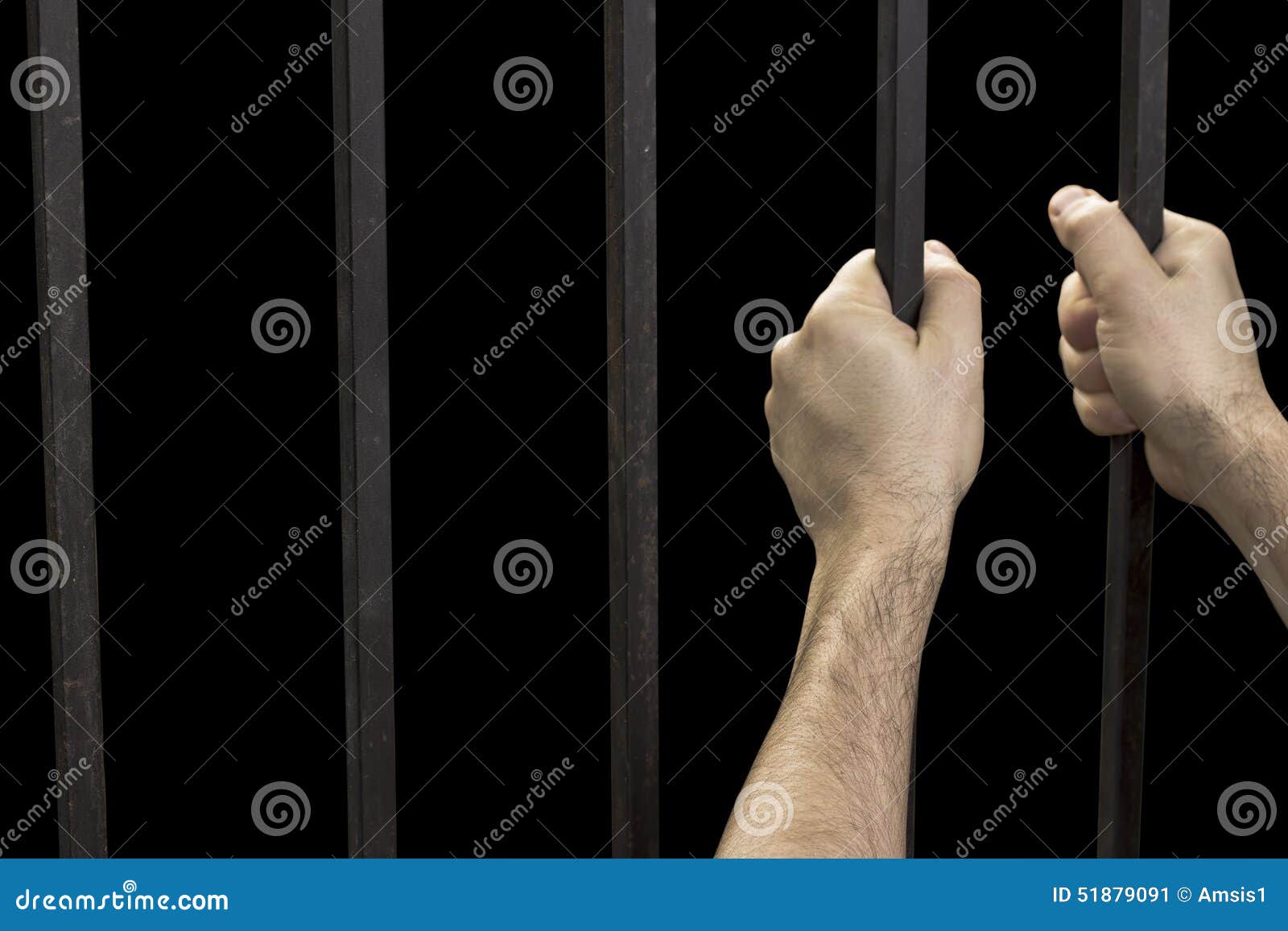 Prisoner Man In Jail With Handcuffs. Close Up Shackled In Hands Royalty ...