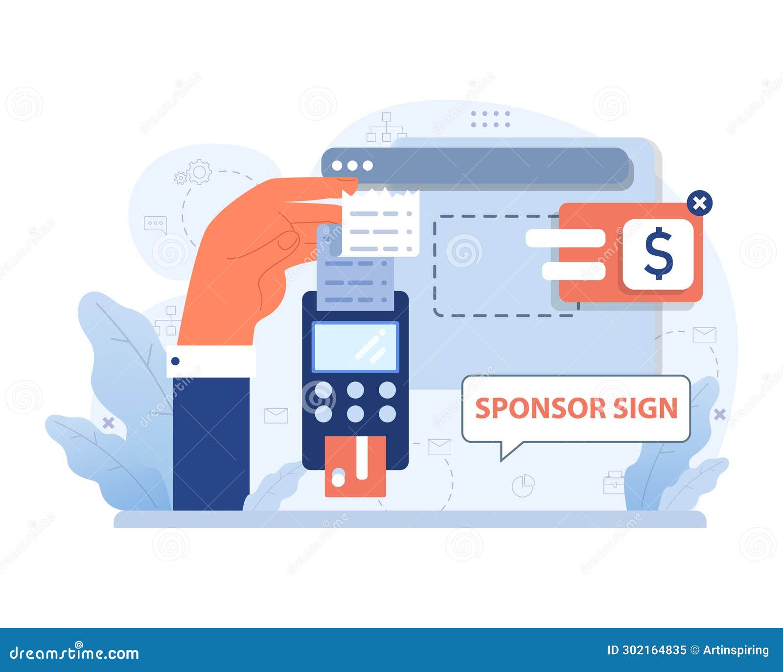 Sponsorship Hand Drawing Lettering Word On White, Cartoon Vector ...