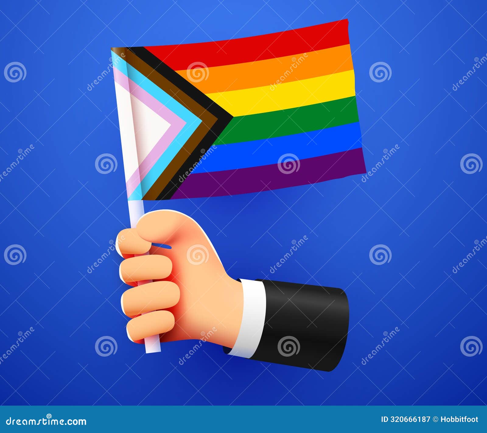 Hand with Progress Rainbow Pride Flag. LGBT Stock Vector - Illustration ...