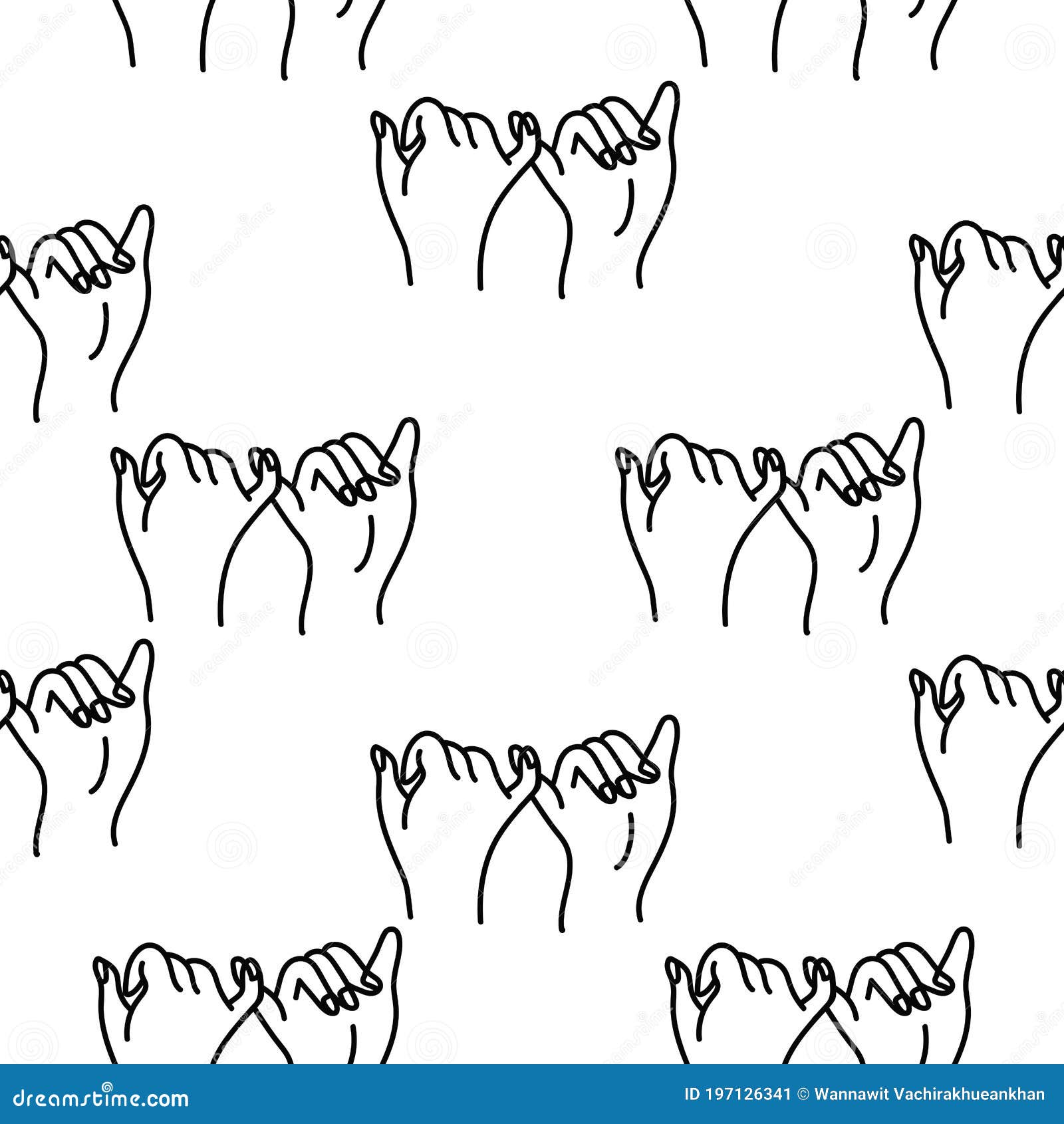 Hand Promise Outline Vector Seamless Pattern Stock Vector ...