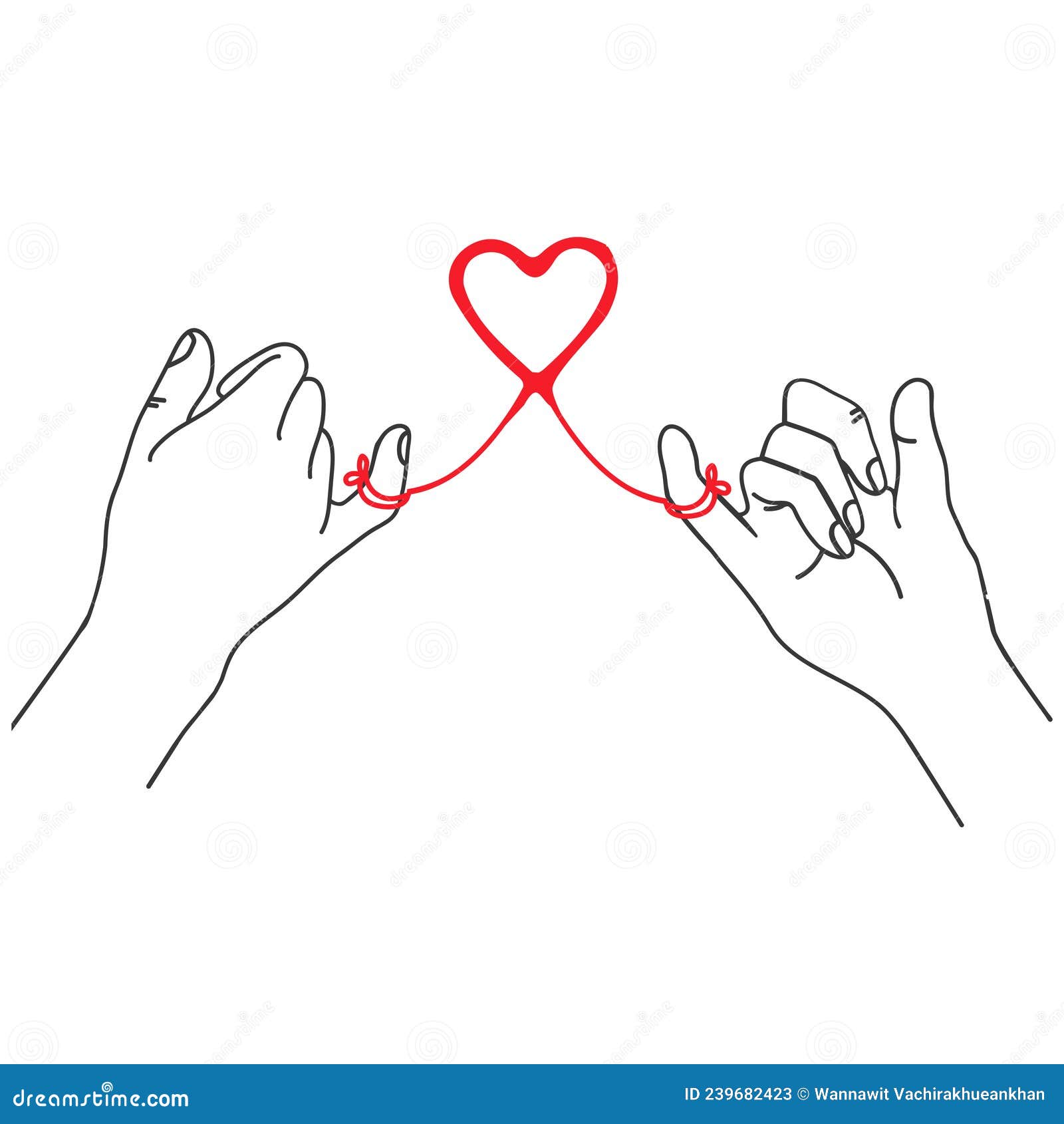 Hand Promise with Red Thread Vector Stock Vector - Illustration of ...