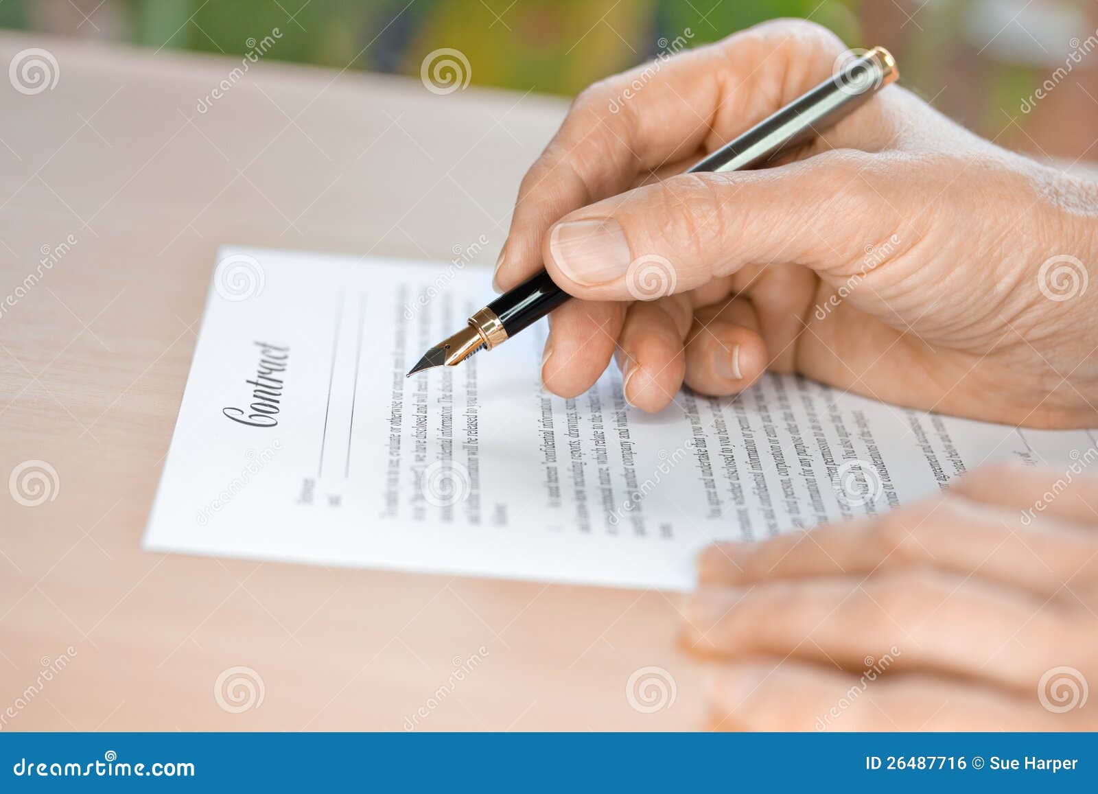 Hand Proofreading a Contract with Fountain Pen Stock Photo - Image of ...