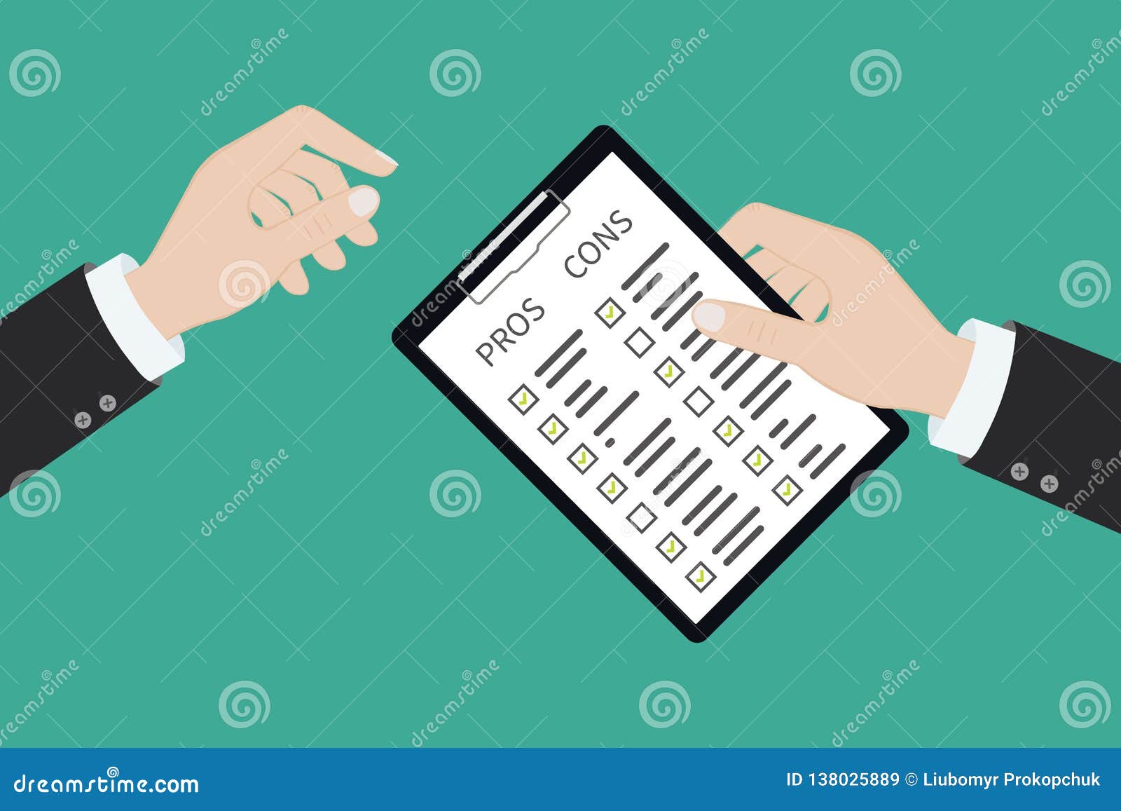 In Hand. Pros Cons Concept On Decision Making Process. Listing Positive ...