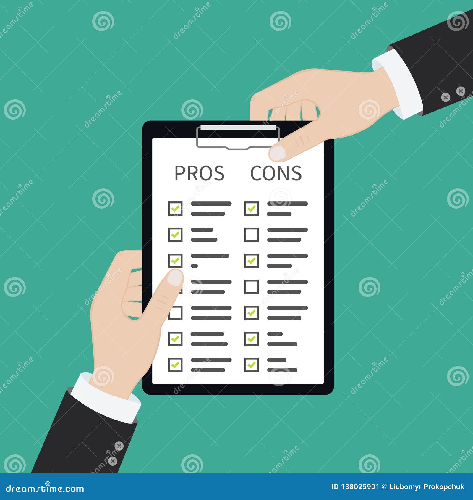 In Hand. Pros Cons Concept On Decision Making Process. Listing Positive ...