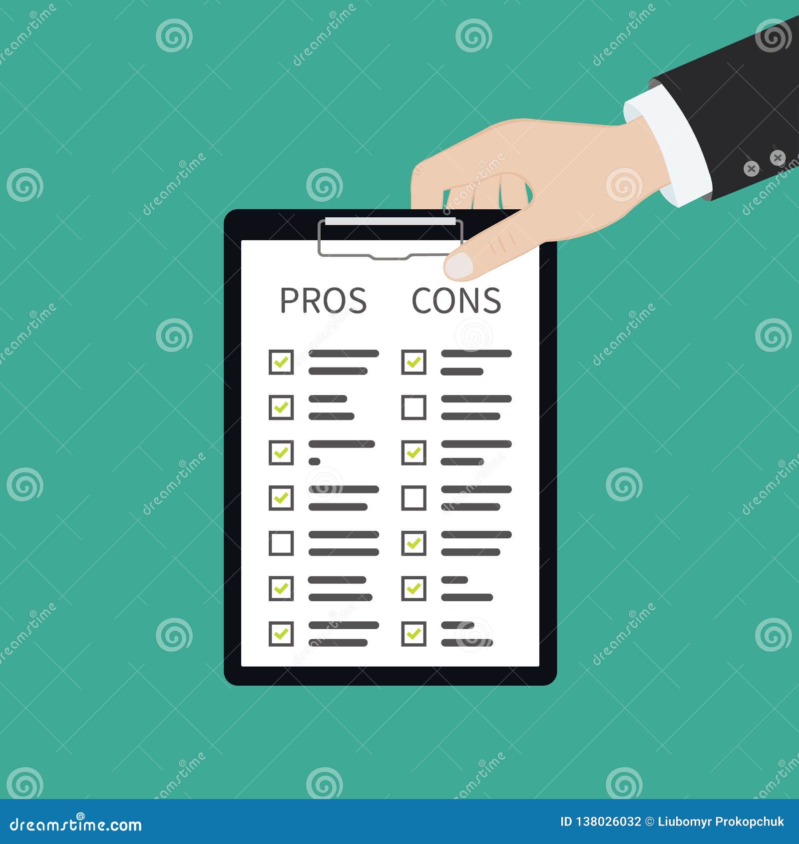 In Hand. Pros Cons Concept on Decision Making Process. Listing Positive ...