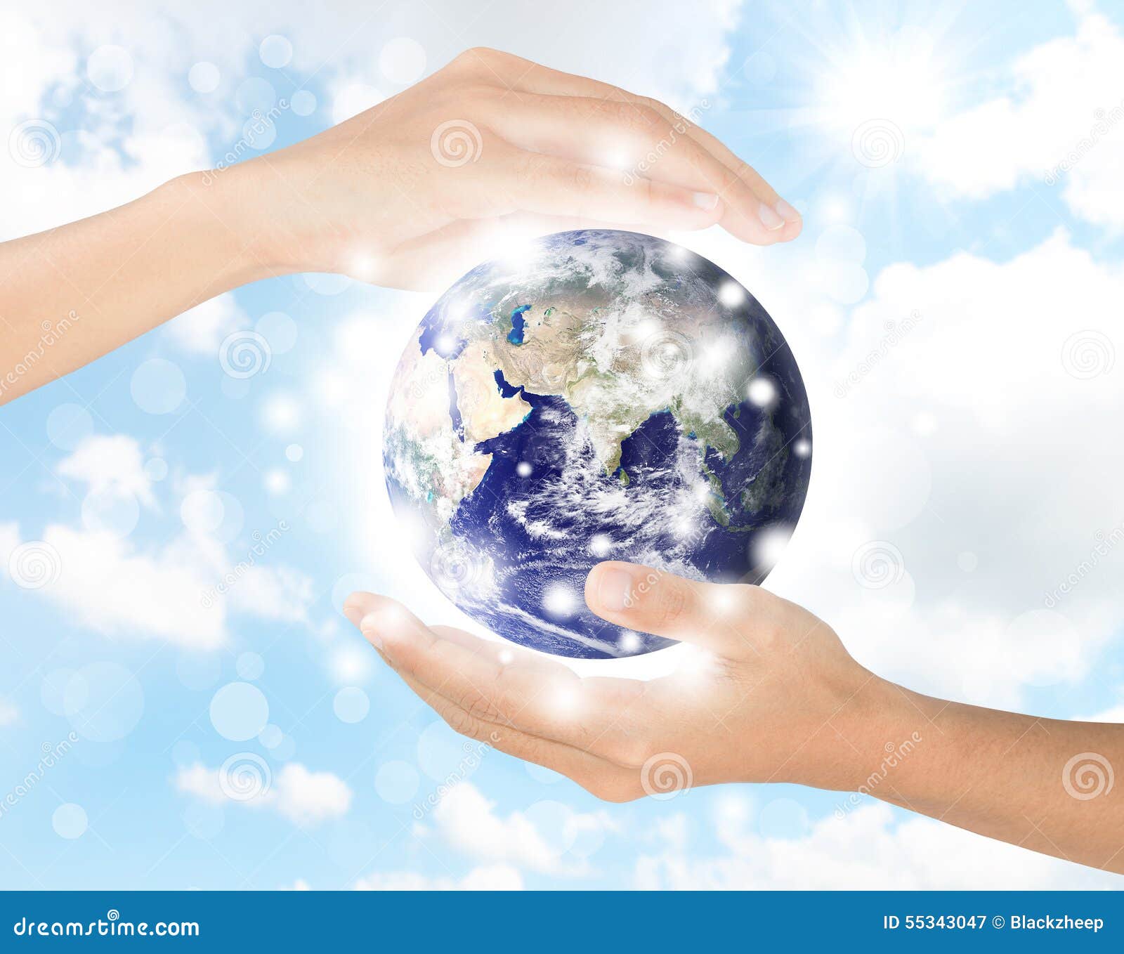 Hand Protect Earth, Earth Element Finished by Nasa Stock Image - Image ...