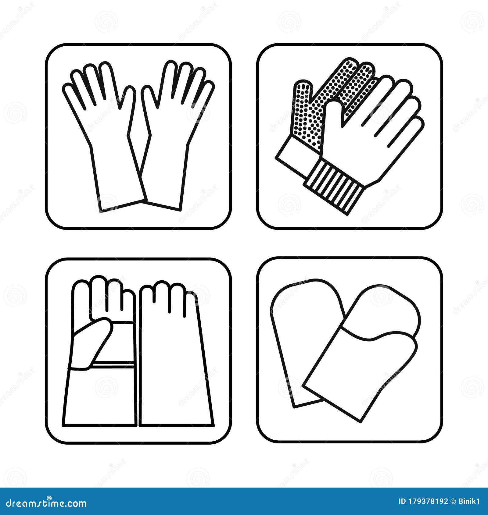 Hand Protection Gloves for Different Work - Vector Set Stock Vector ...