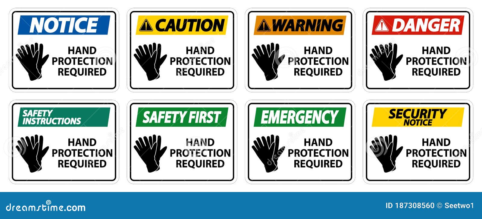 Hand Protection Required Sign on White Background Stock Vector ...