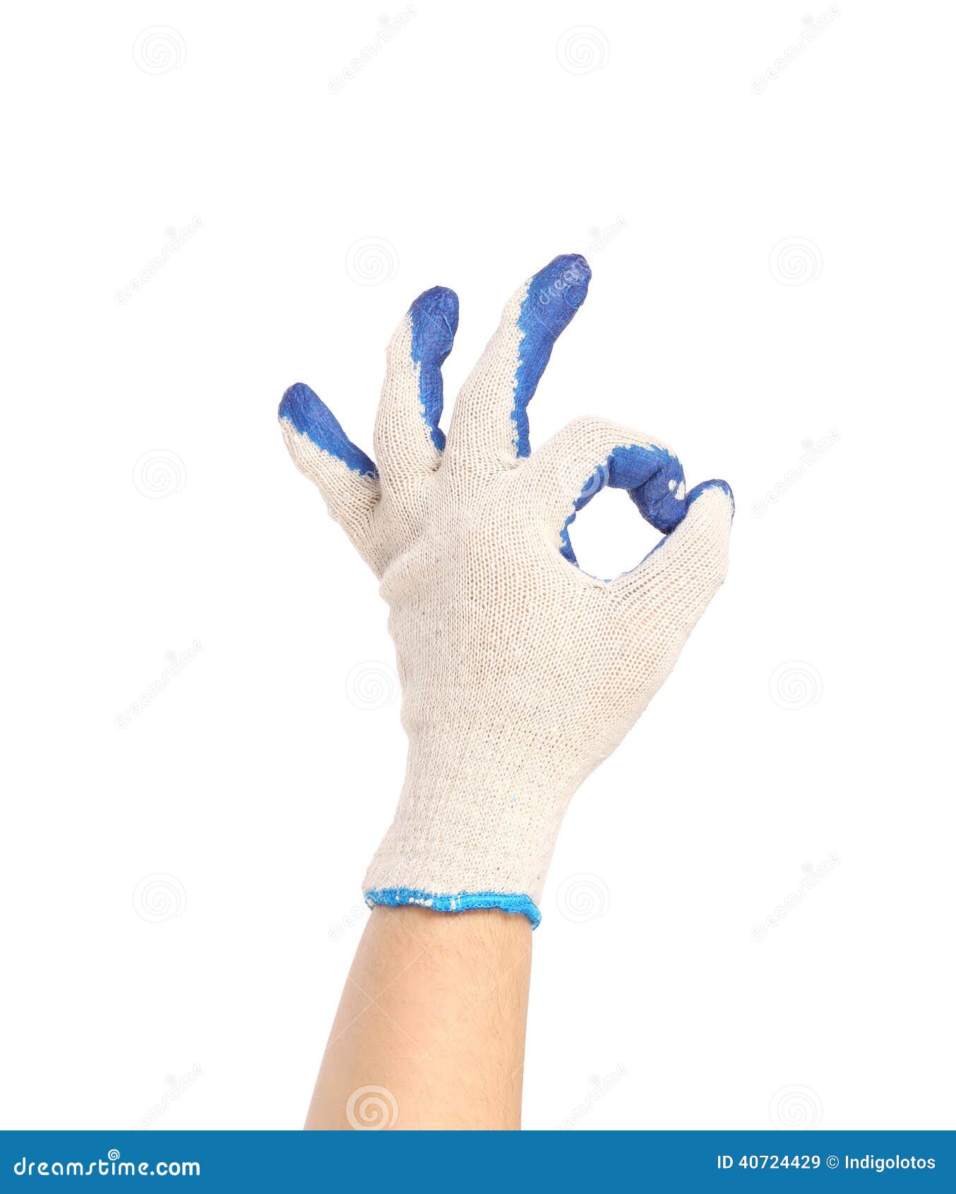 Hand in Protective Glove Shows Sign Ok. Stock Image - Image of garden ...