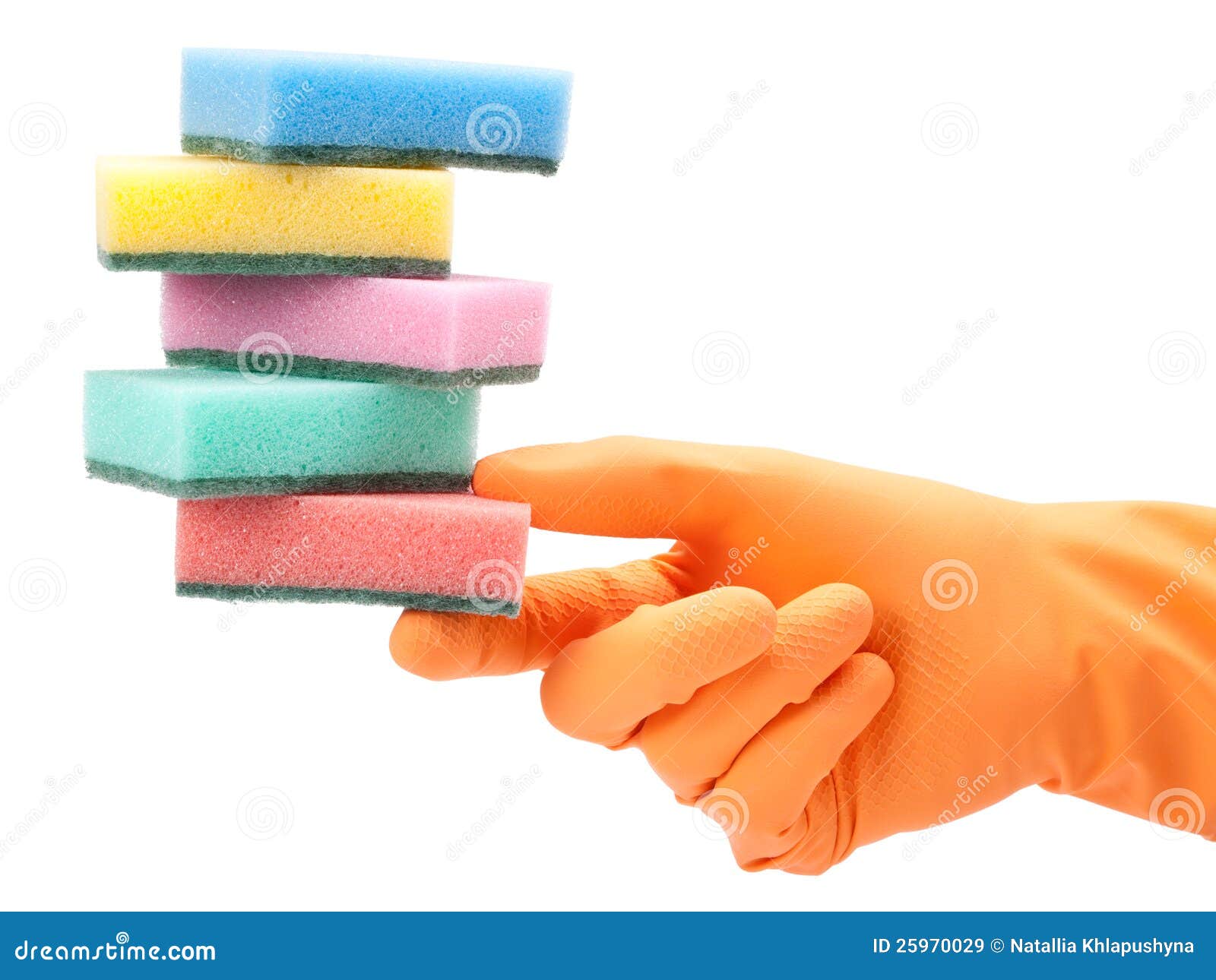 Hand in Protective Glove with Washing Sponge Stock Image - Image of ...