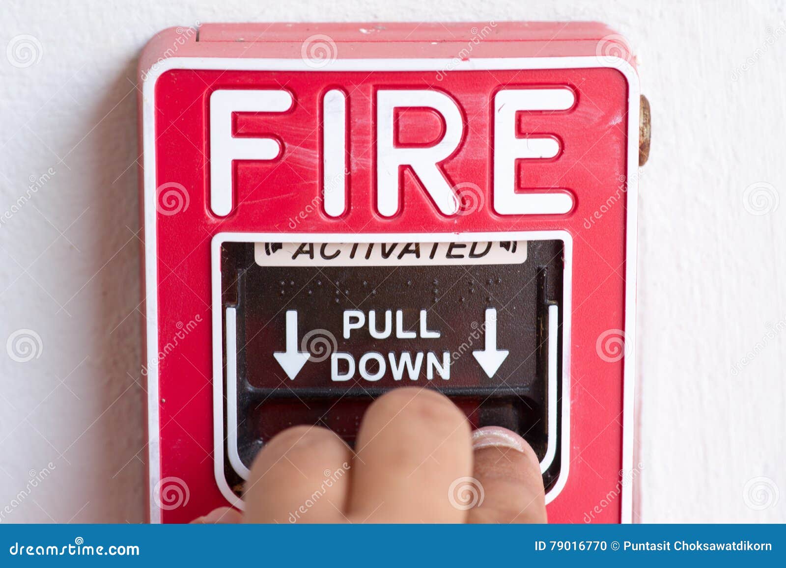 Hand Pull Down Fire Alarm Switch Stock Photo - Image of activate, bell ...