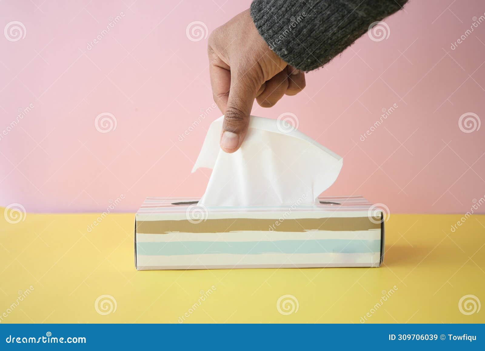 Hand Pull Out a Piece of Tissue from Tissue Paper Box Stock Image ...