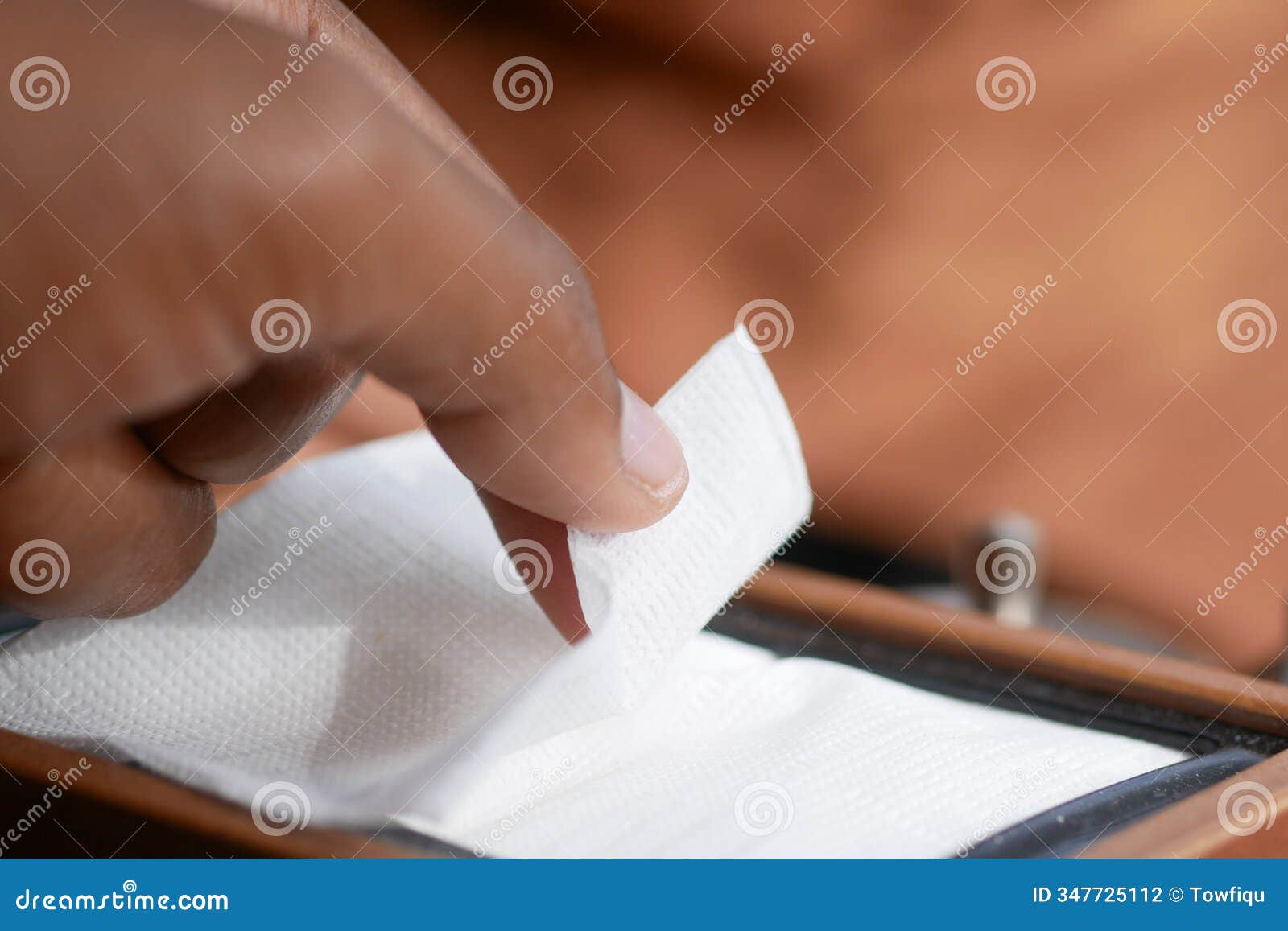 Hand Pull Out a Piece of Tissue from Tissue Paper Box Stock Photo ...
