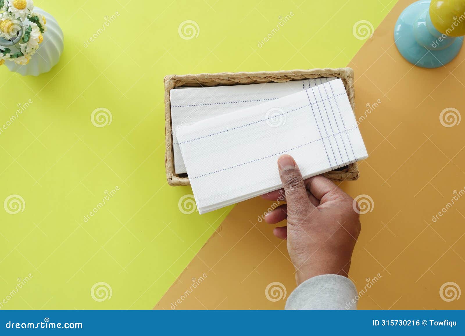 Hand Pull Out a Piece of Tissue from Tissue Paper Box Stock Photo ...