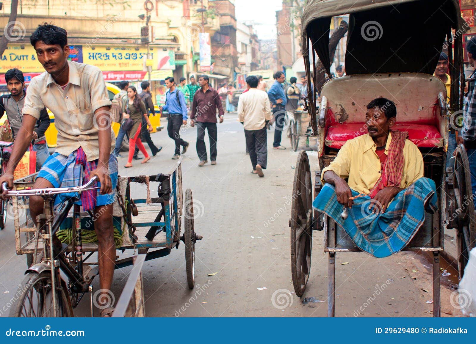 Hand-pulled Rickshaw and Cycle Rickshaw on the Street Editorial Image ...