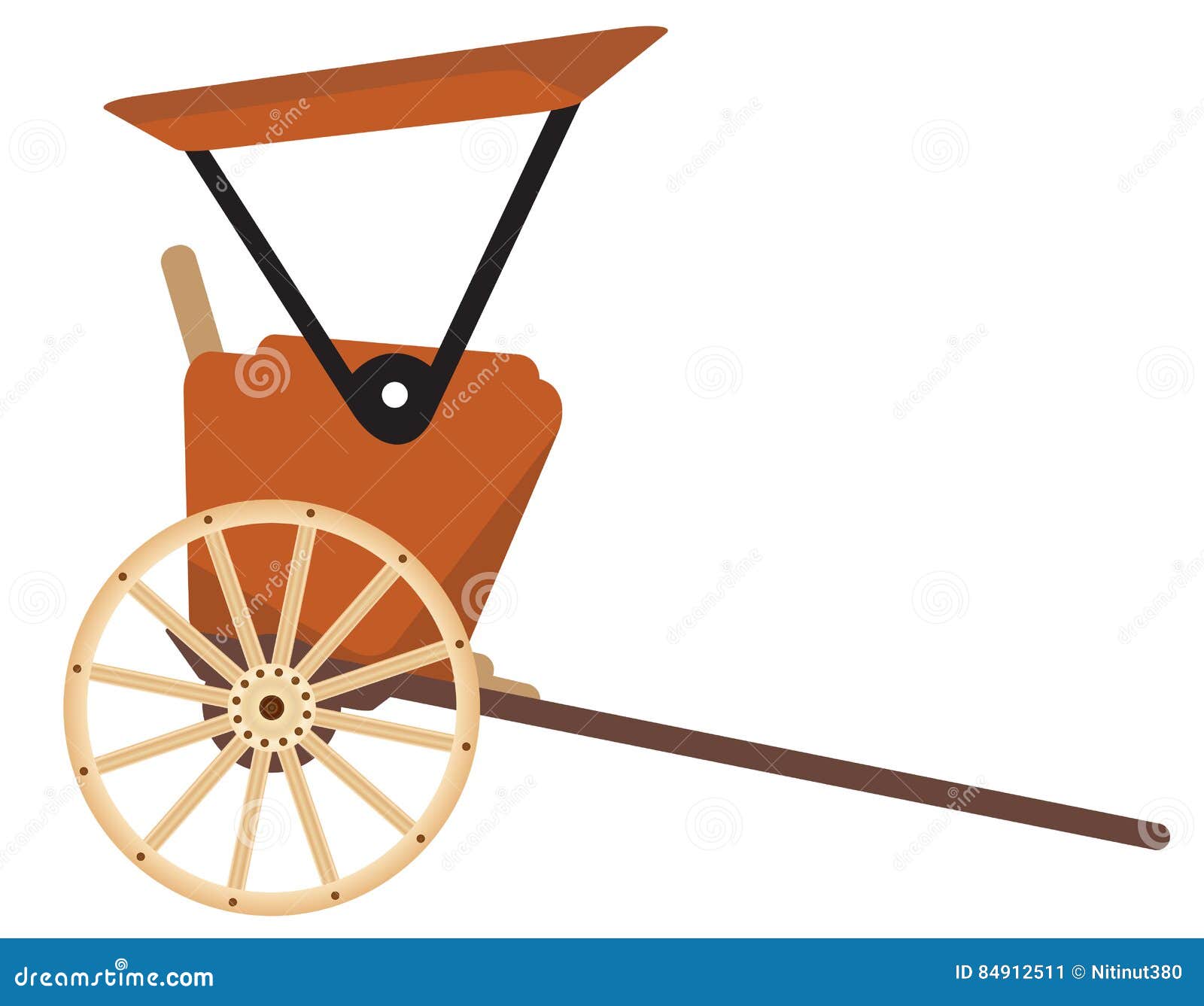 Hand Pulled Rickshaw Isolated on White Background Stock Illustration ...