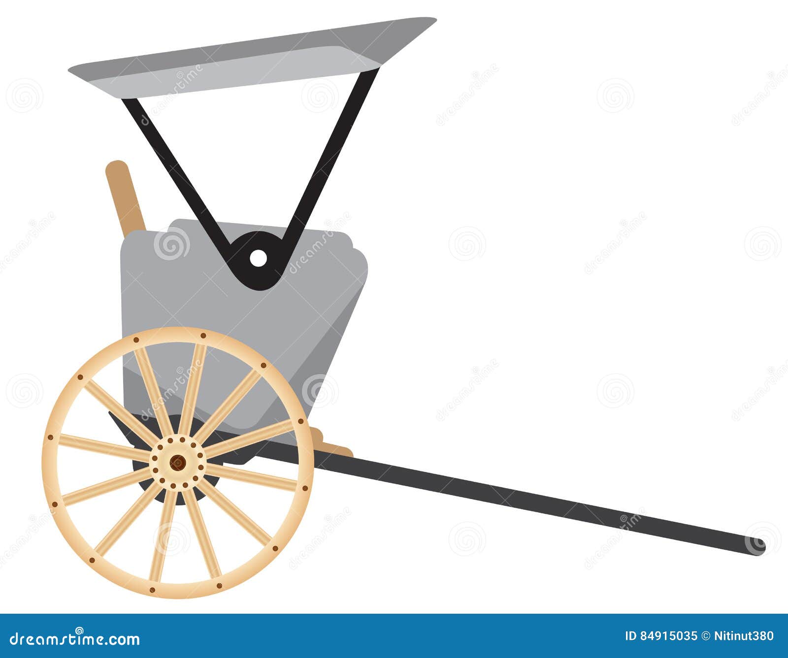 Hand Pulled Rickshaw Isolated on White Background Stock Illustration ...