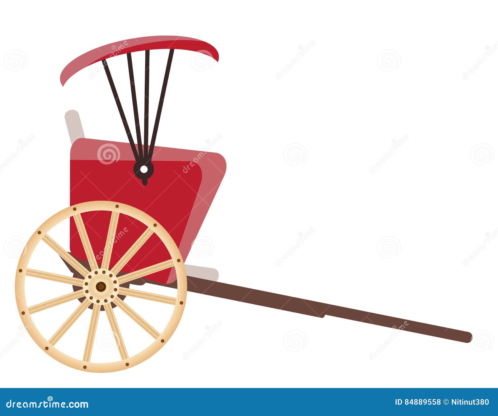 Hand Pulled Rickshaw Isolated on White Background Vector Stock Vector ...
