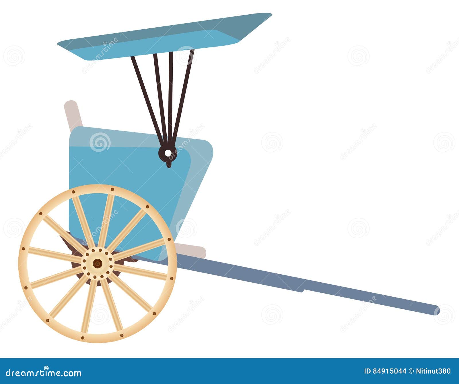 Hand Pulled Rickshaw Isolated on White Background Vector Stock Vector ...