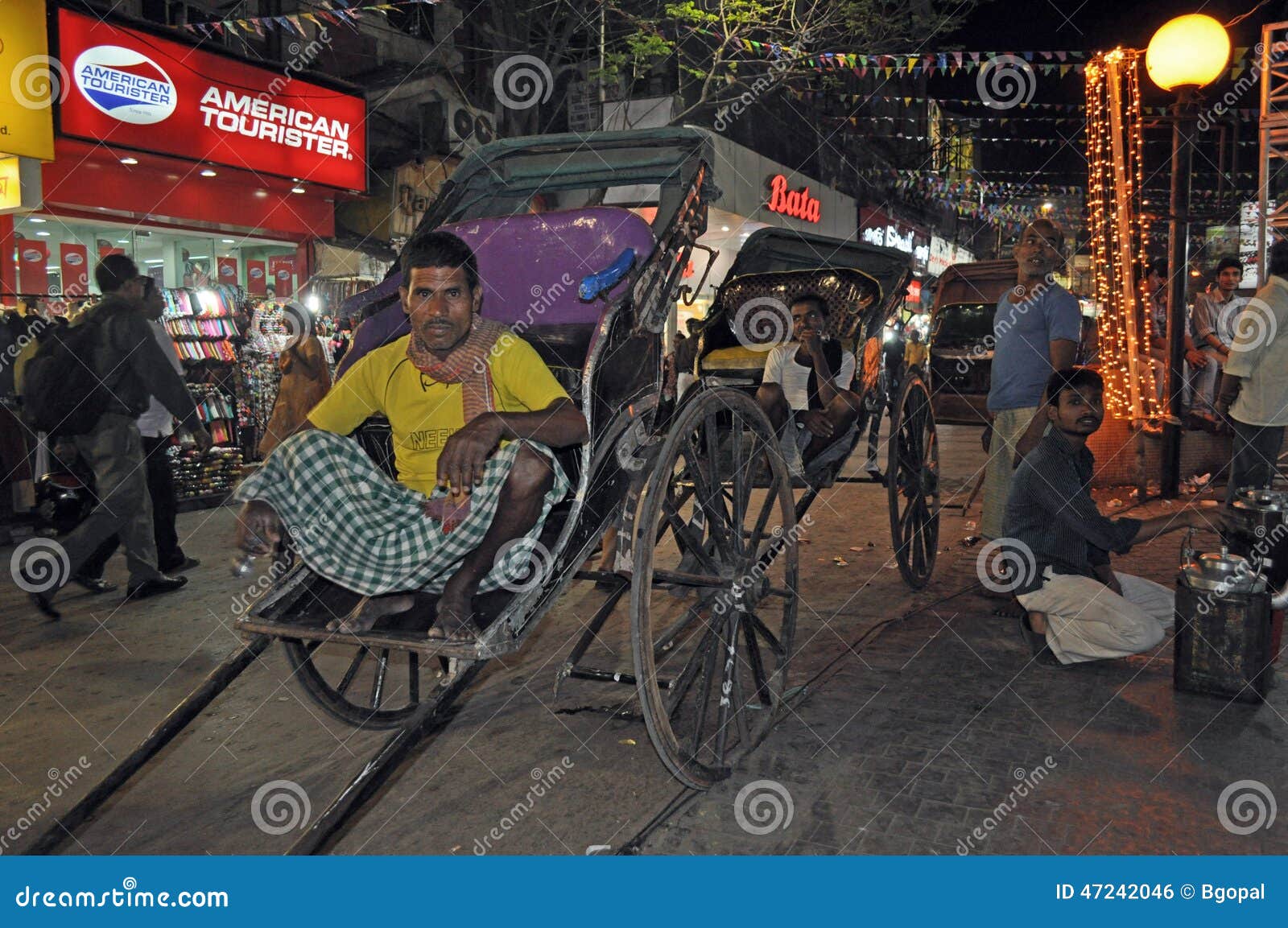 Hand pulled rickshaw editorial photo. Image of waiting - 47242046
