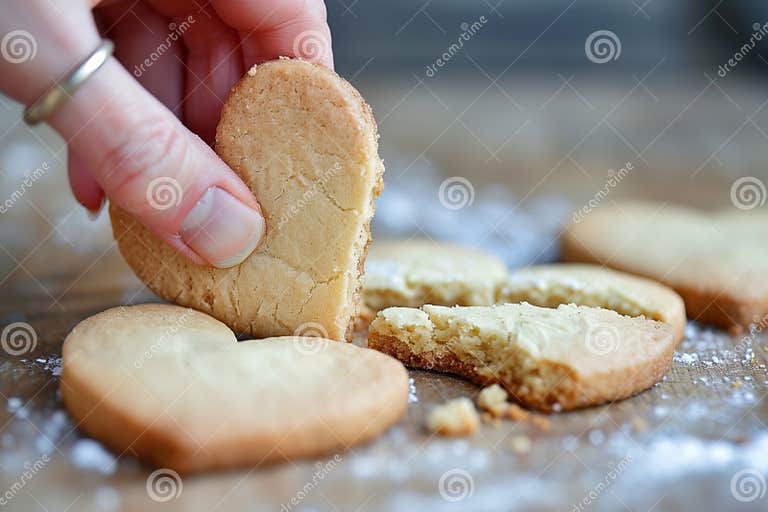 Hand Pulling Apart a Heartshaped Cookie Stock Illustration ...