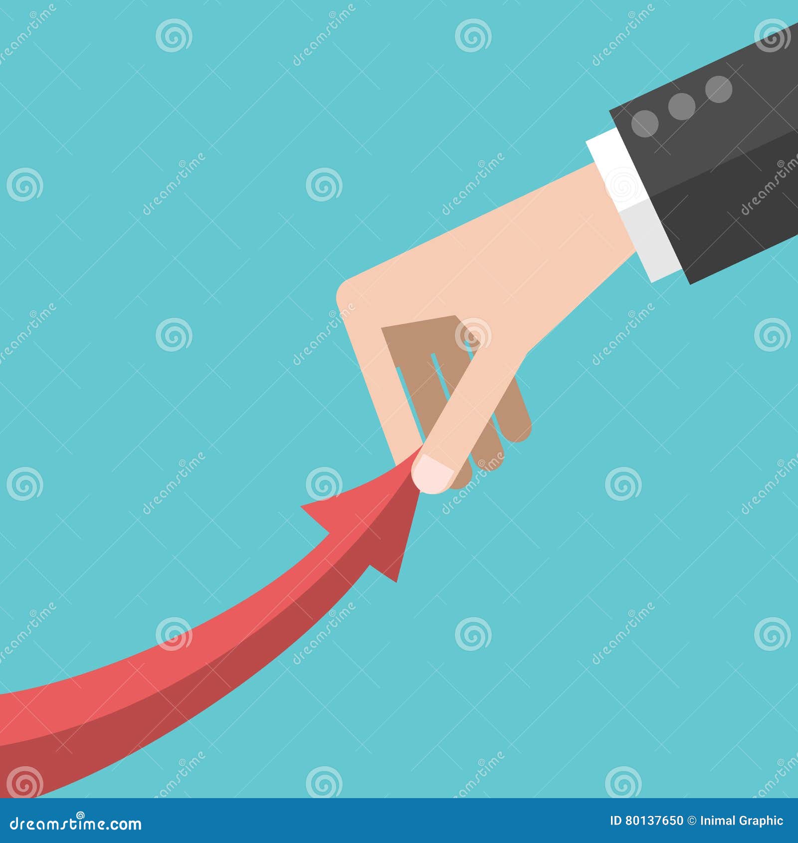 Hand pulling arrow upwards stock vector. Illustration of business ...