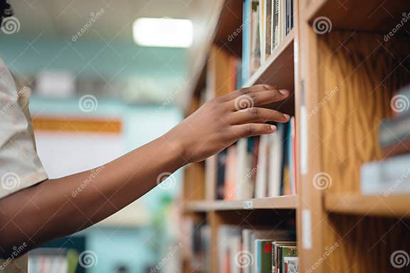 Hand Pulling a Book from a Shelf in a Library-style Store Stock ...