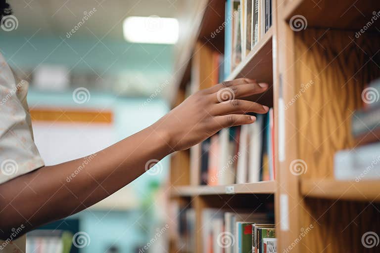 Hand Pulling a Book from a Shelf in a Library-style Store Stock ...