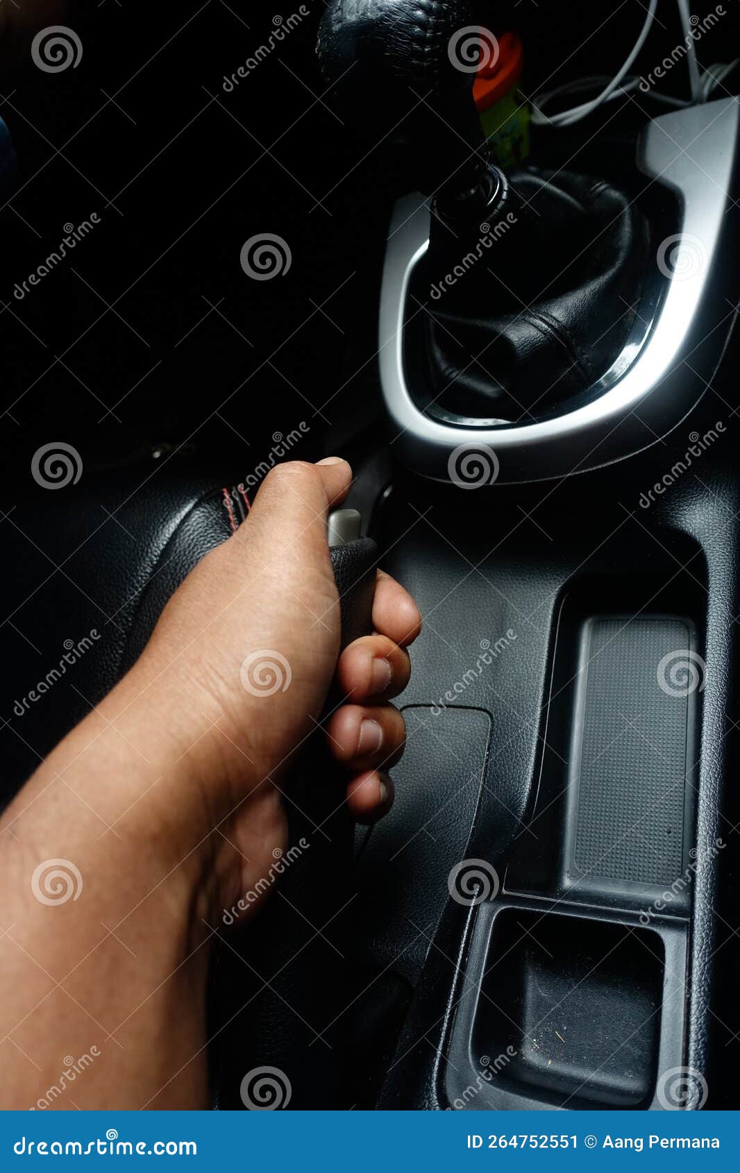 Pulling Hand Break on a Car. Stock Image - Image of inside, brake ...