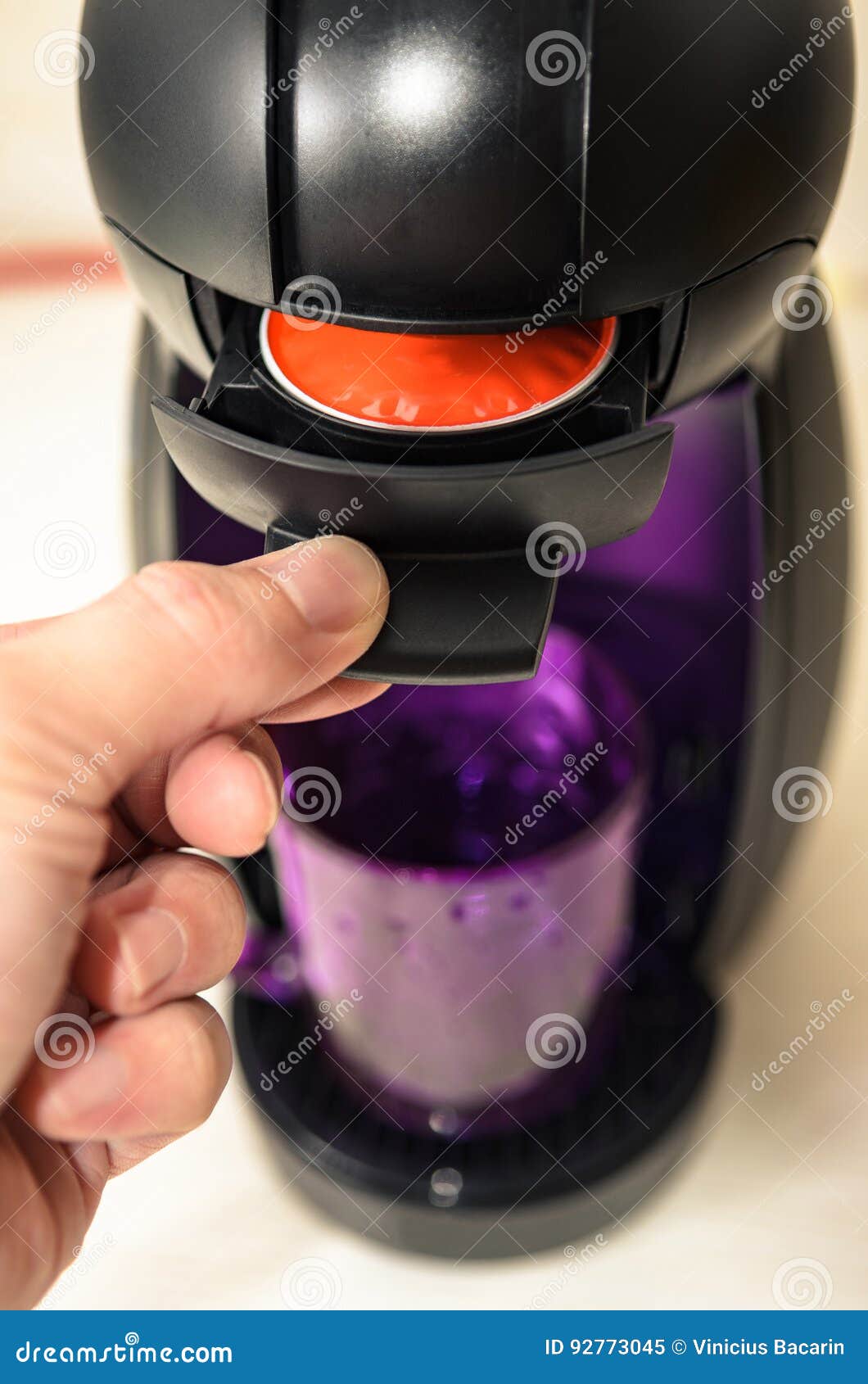 Hand Pulling the Capsule Drawer of the Espresso Machine Stock Image ...